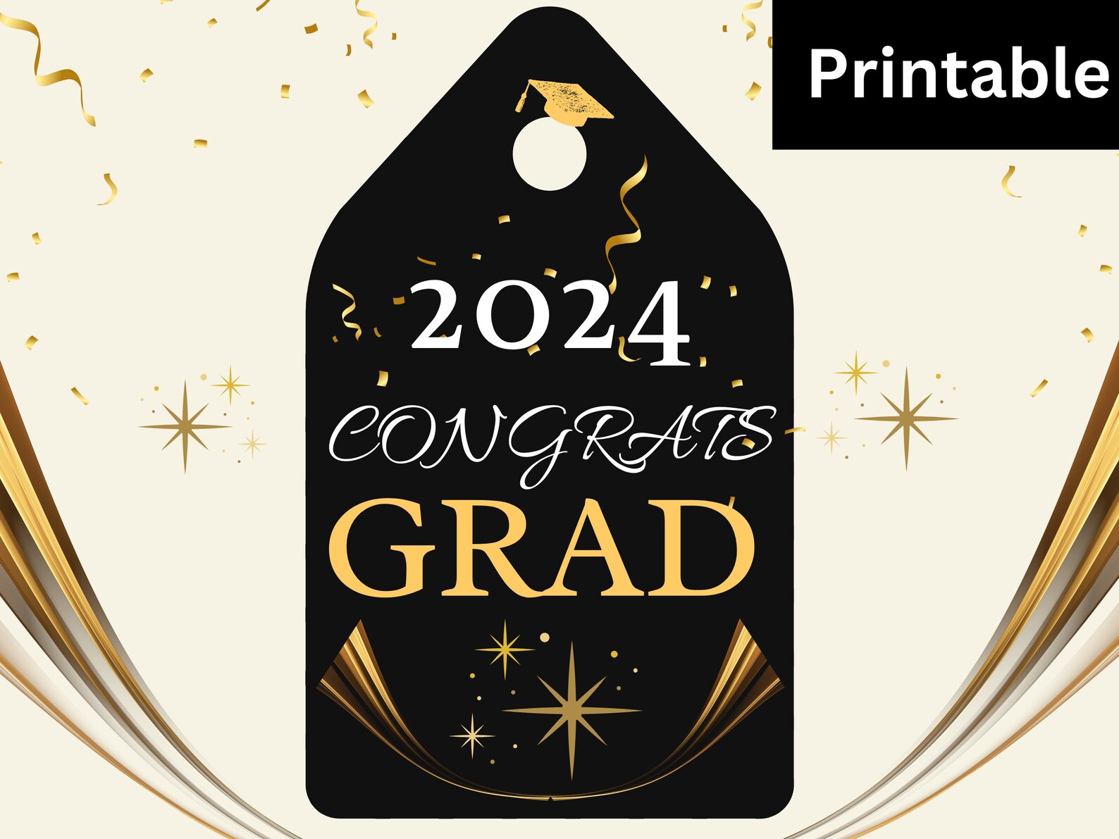 Class of 2024 Graduation Printable Favor Tag - Congratulations Graduate ...