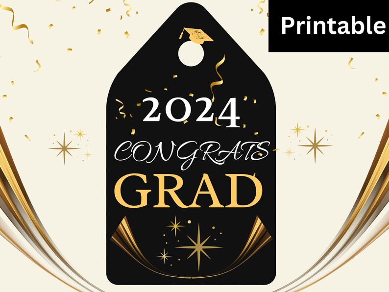 Class of 2024 Graduation Printable Favor Tag - Congratulations Graduate ...