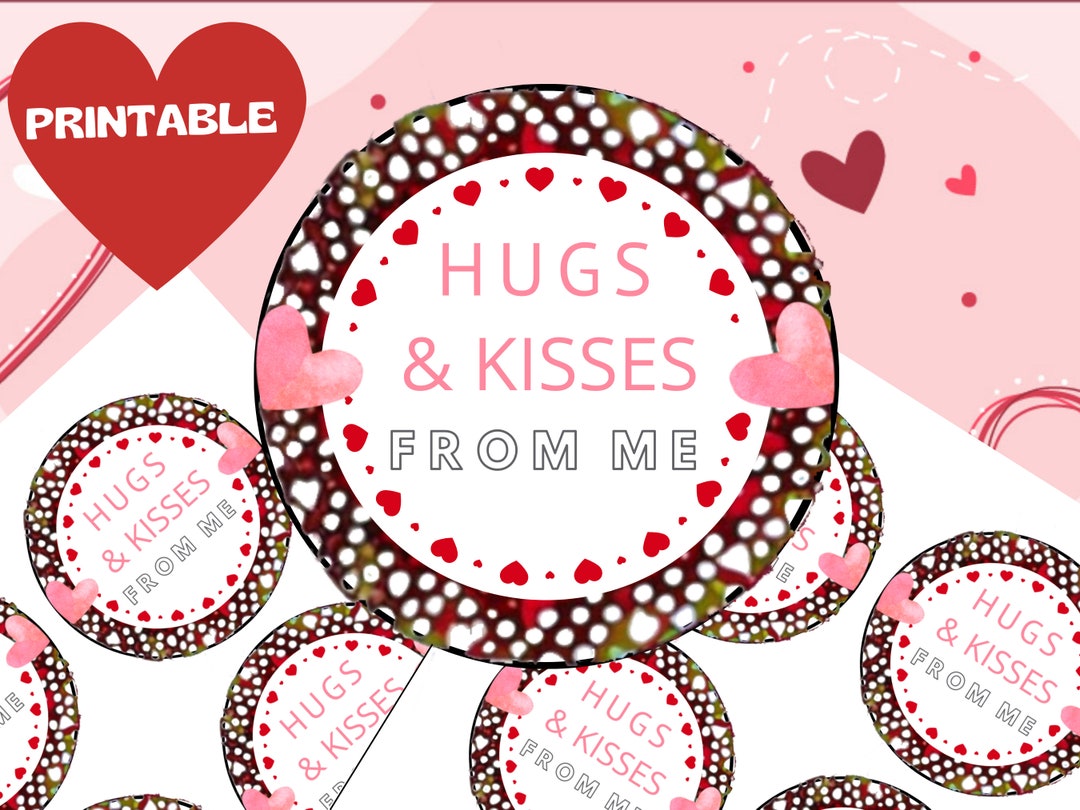 Hugs and Kisses Printable Favor Tag for Valentine's Day - Etsy