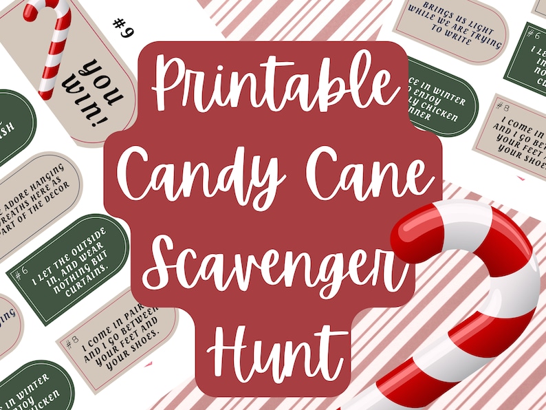 Candy Cane Printable Scavenger Hunt for Christmas Parties - Etsy