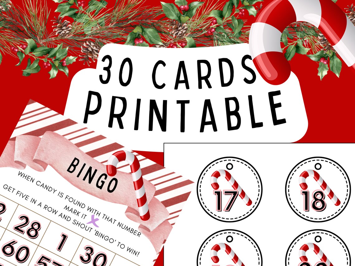 Candy Cane Hunt Bingo Printable Game for Christmas Parties - Etsy