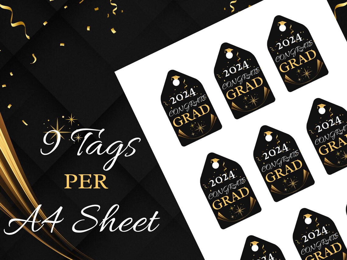 Class of 2024 Graduation Printable Favor Tag Congratulations Graduate ...