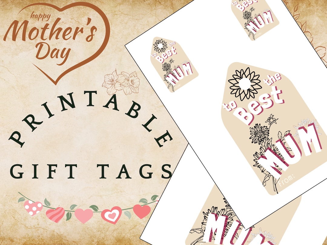 Mothers Day Printable Gift Tags With Mum Floral Design - Etsy