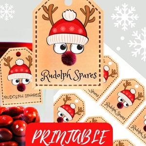 Rudolph Spares Printable Gift Tag for Candy Presents - Etsy