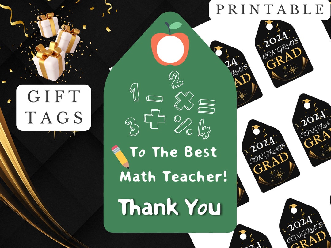 Math Teacher Thank You Gift Tag - Printable Appreciation Label - Etsy