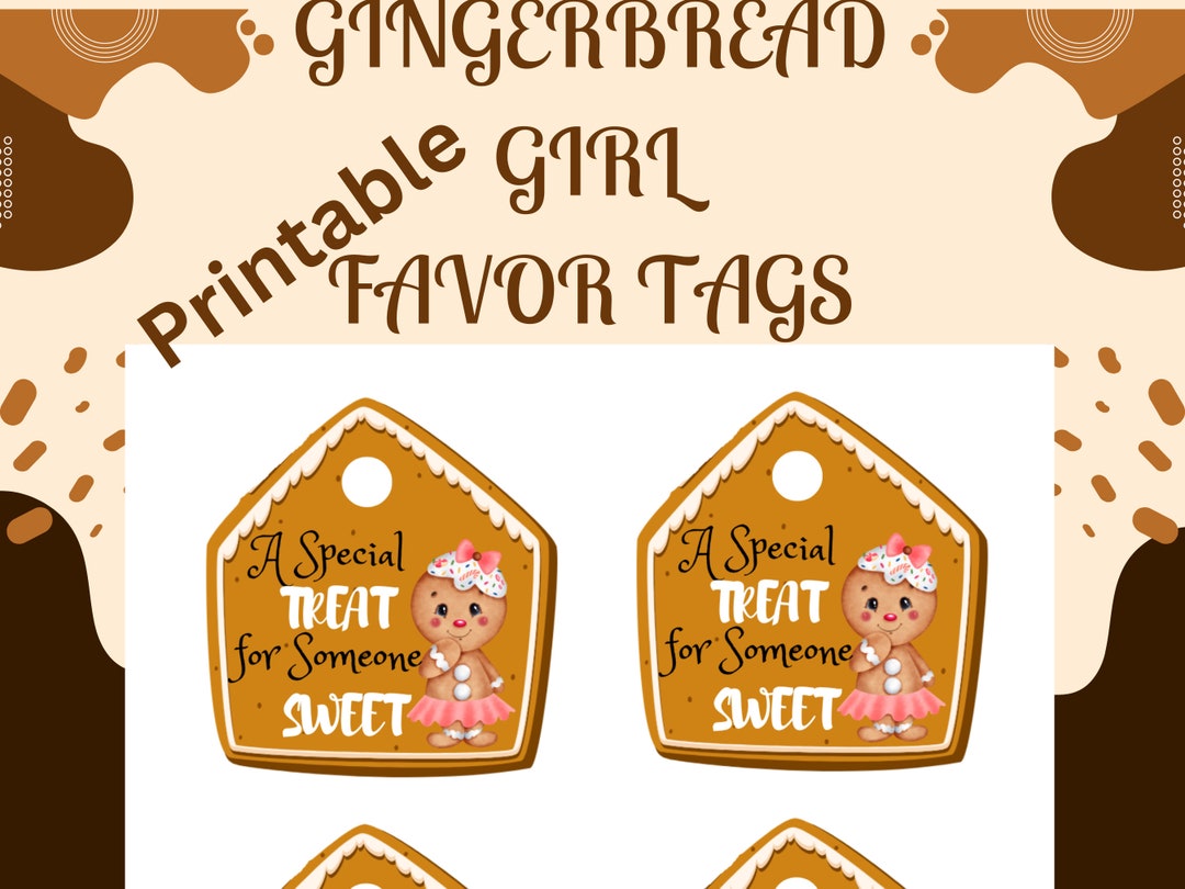 Gingerbread Girl Printable Favor Tag for Christmas Parties and Gifts - Etsy