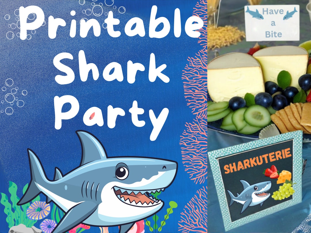 Shark Themed Party Signs for Birthdays, Showers, and Super Bowl Parties ...