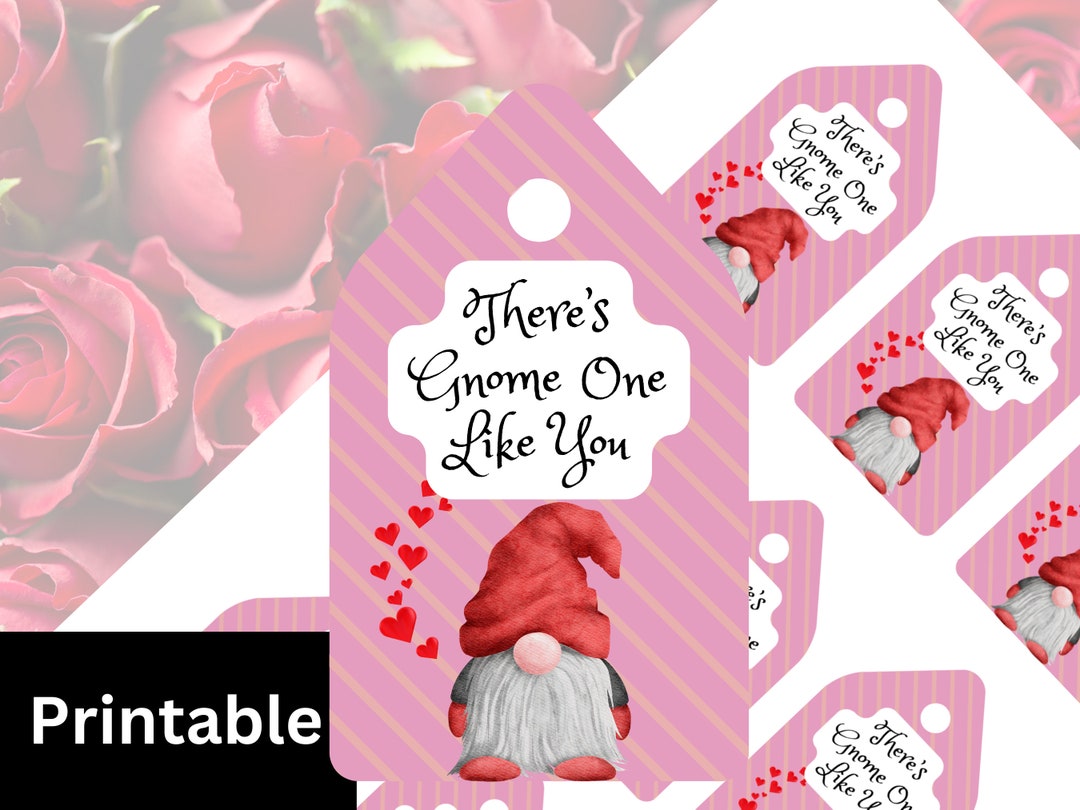 There's Gnome One Like You Printable Favor Tag for Valentine's Day - Etsy