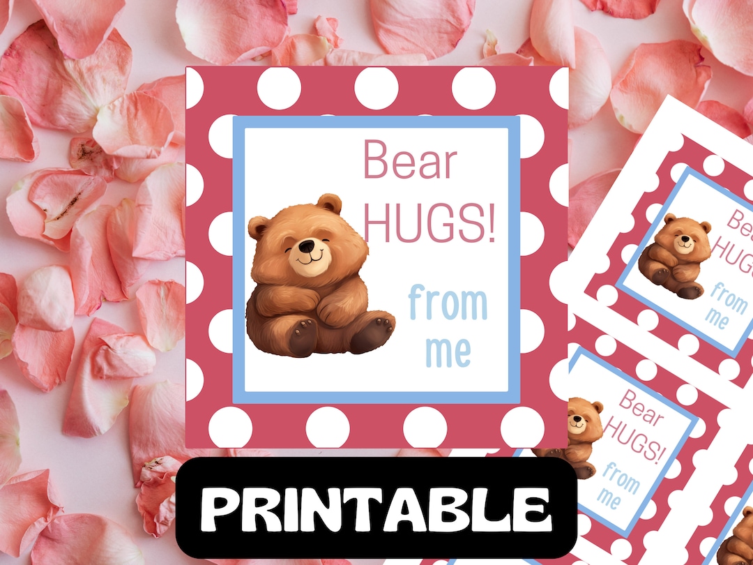 Bear Hugs Printable Favor Tag for Valentine's Day - Etsy