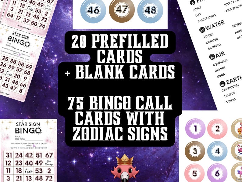 Star Sign Bingo Game - Printable Zodiac Cards - Etsy