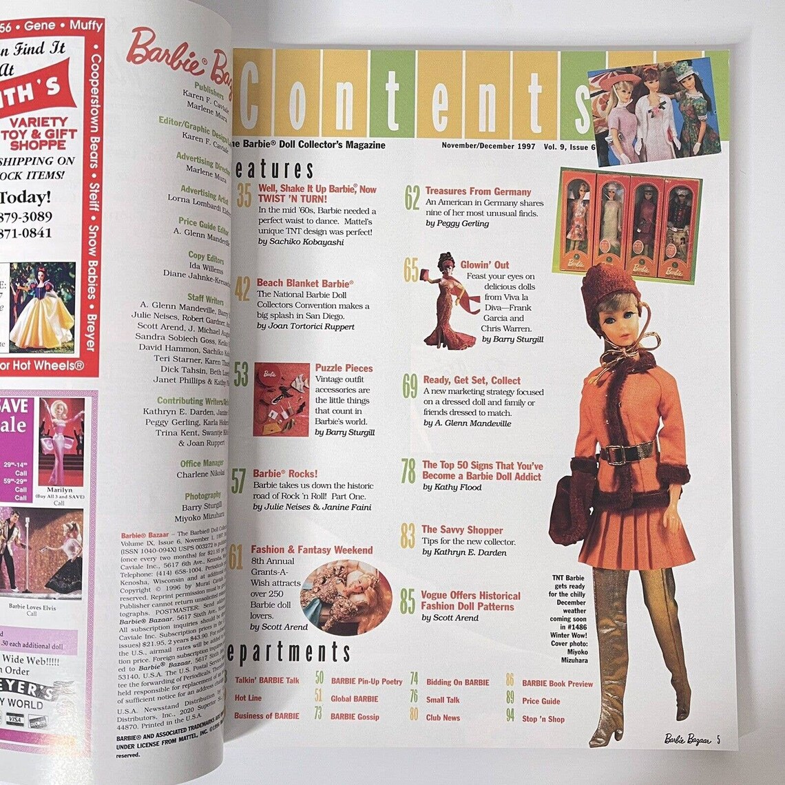 Barbie Bazaar Magazine December 1997 Vintage Barbie Collector Gifts ...
