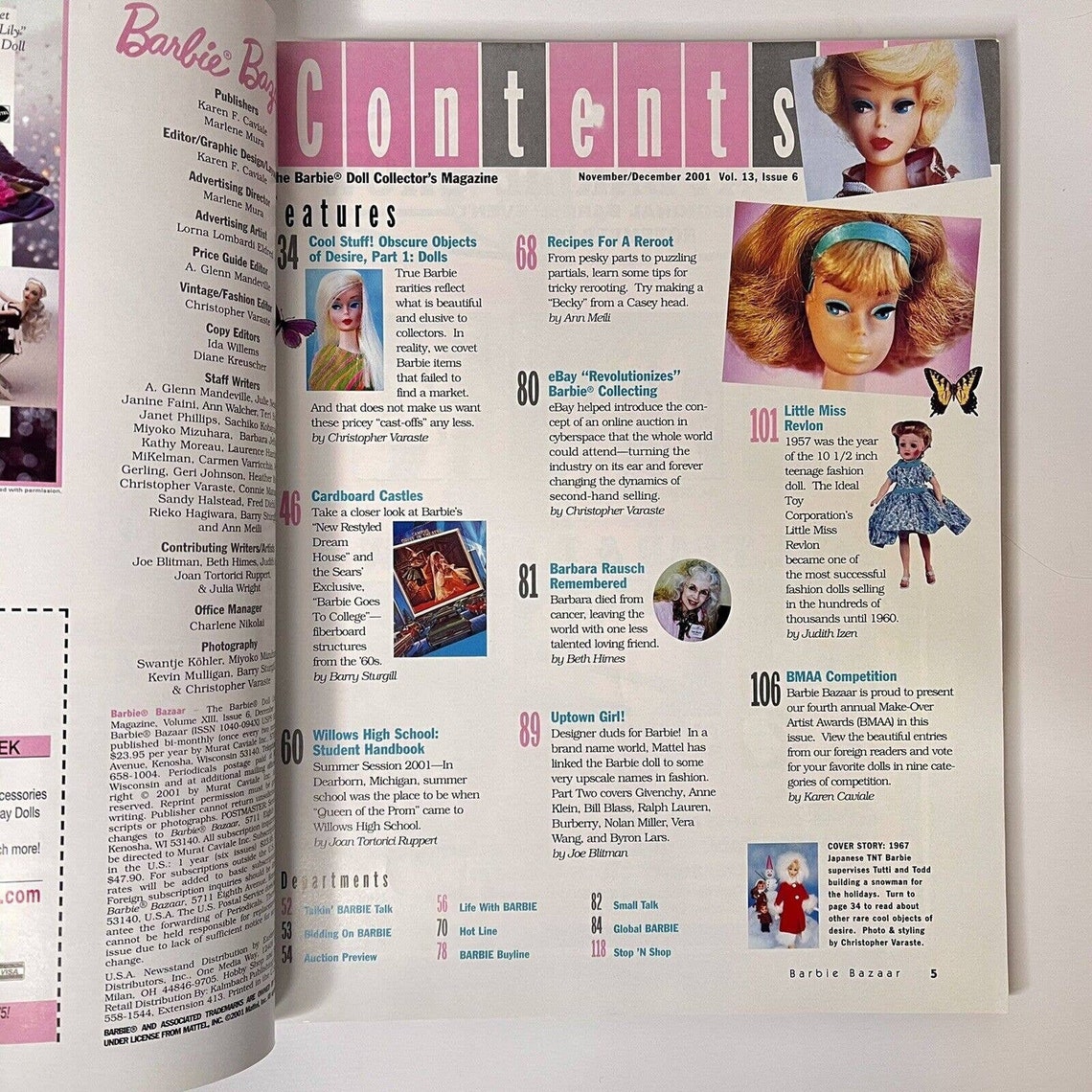 Barbie Bazaar Magazine December 2001 Vintage Barbie Collector Gifts ...