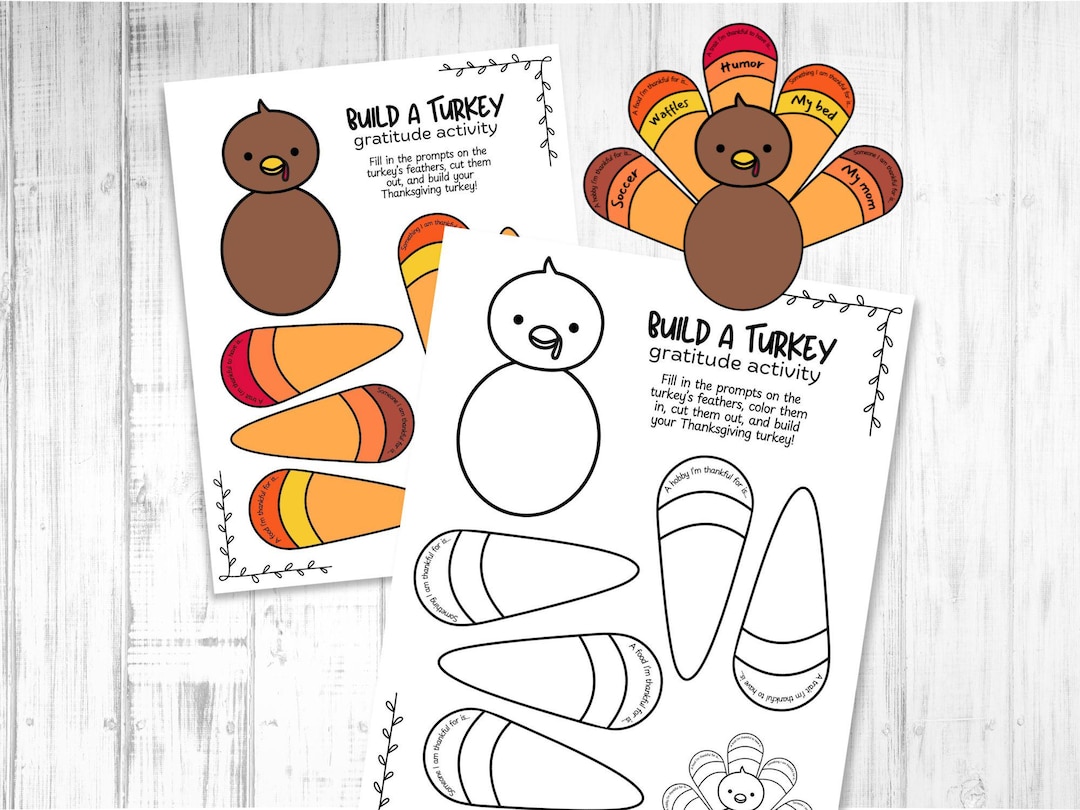 Thanksgiving Turkey Craft: Kids Gratitude Activity (printable Digital ...