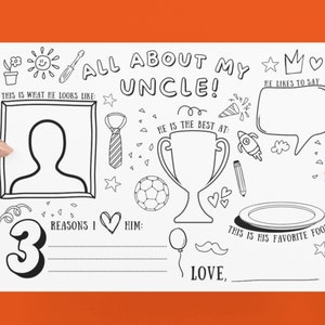 Uncle Printable Coloring Page Printable All About Uncle Fill - Etsy