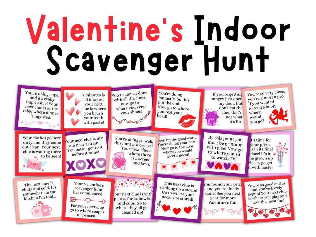 Valentine's Day Scavenger Hunt for Kids Valentine's - Etsy