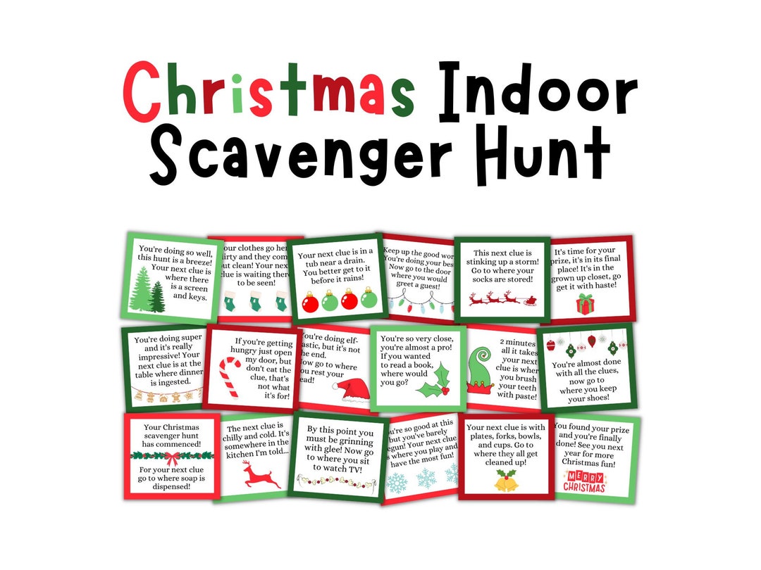 Christmas Scavenger Hunt, Indoor Scavenger Hunt, Game for Kids ...