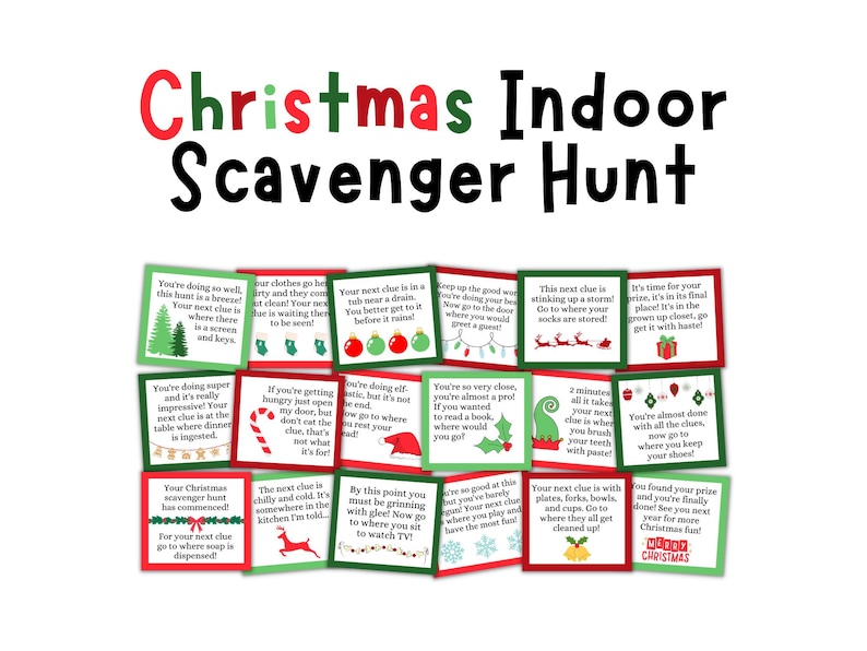 Christmas Scavenger Hunt: Indoor Game for Kids (printable PDF Digital ...