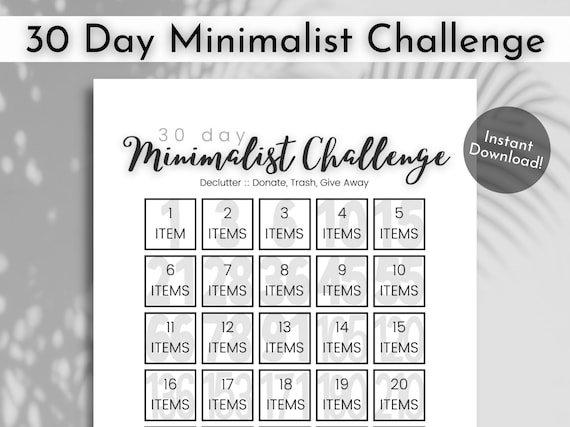 Minimalist Challenge 30 Day Challenge Instant Digital | Etsy