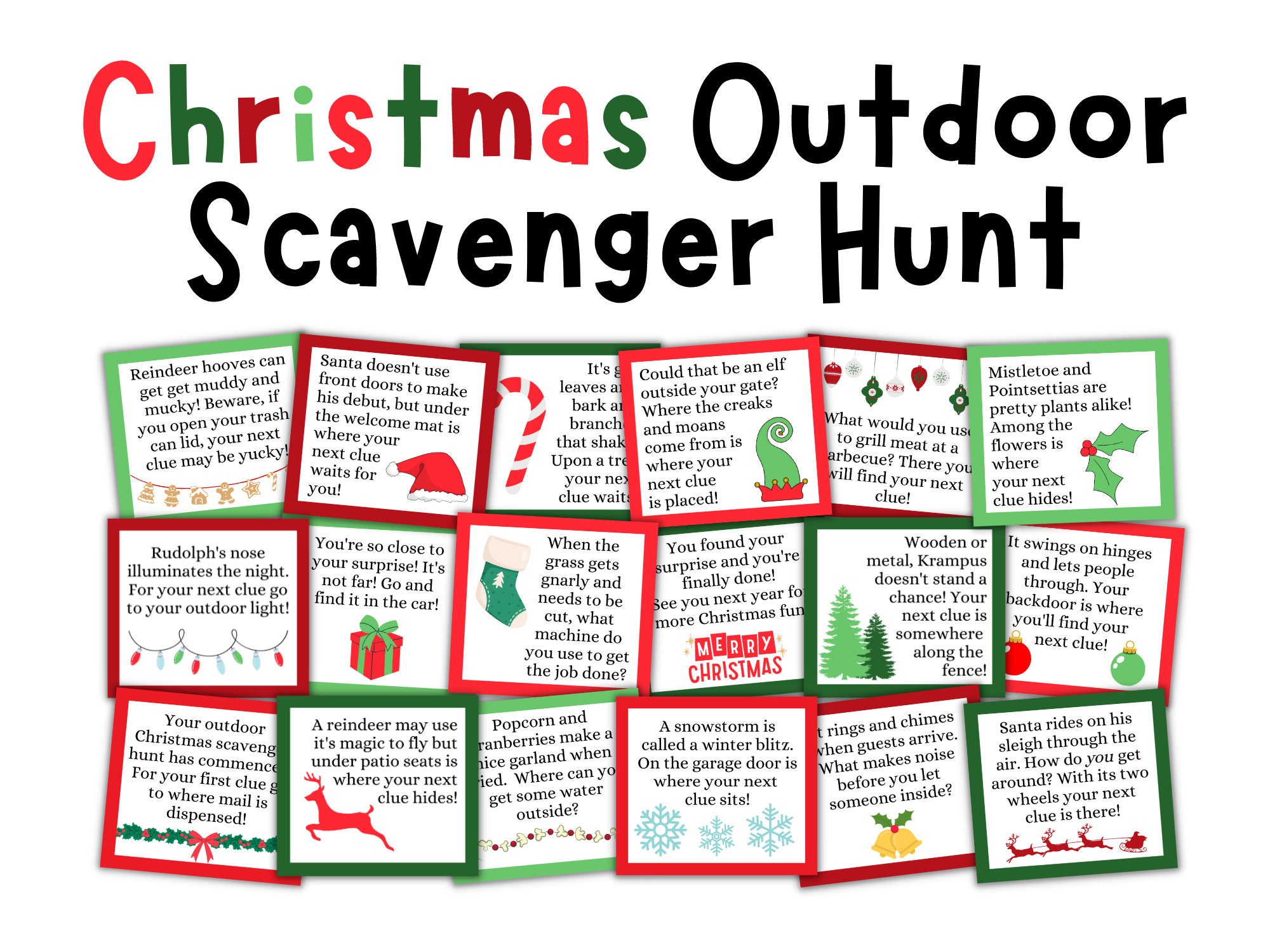Christmas Scavenger Hunt Outdoor Scavenger Hunt Game for - Etsy