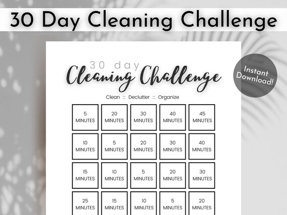 Cleaning Challenge 30 Day Challenge Instant Digital Download - Etsy