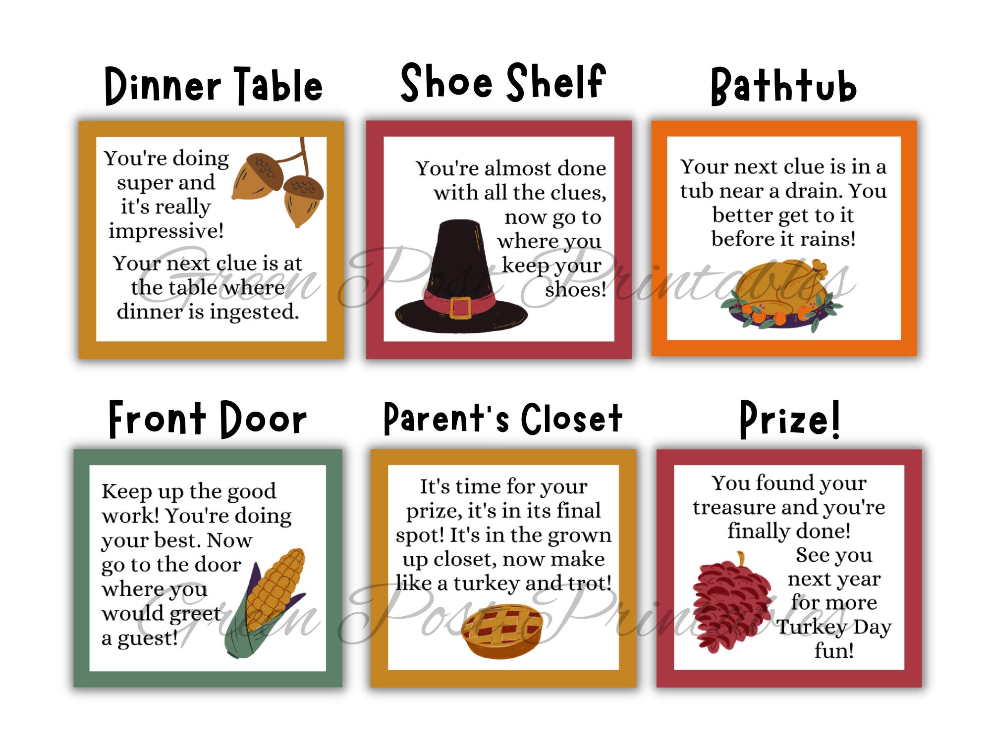 Thanksgiving Scavenger Hunt: Fun Indoor Kids Activity (printable ...