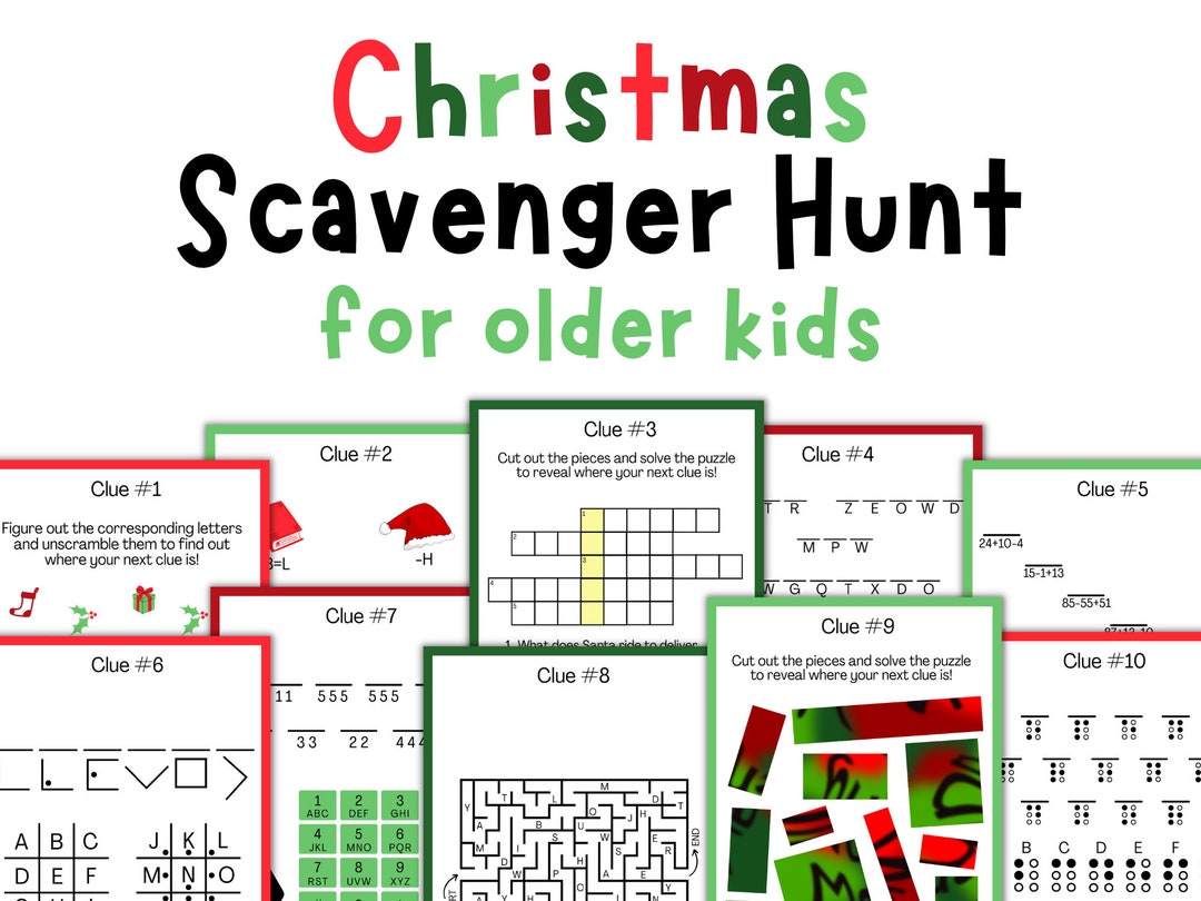 Christmas Indoor Scavenger Hunt for Older Kids Teens (printable) - Etsy