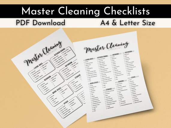Master Cleaning Checklists Cleaning Guide Instant Digital | Etsy