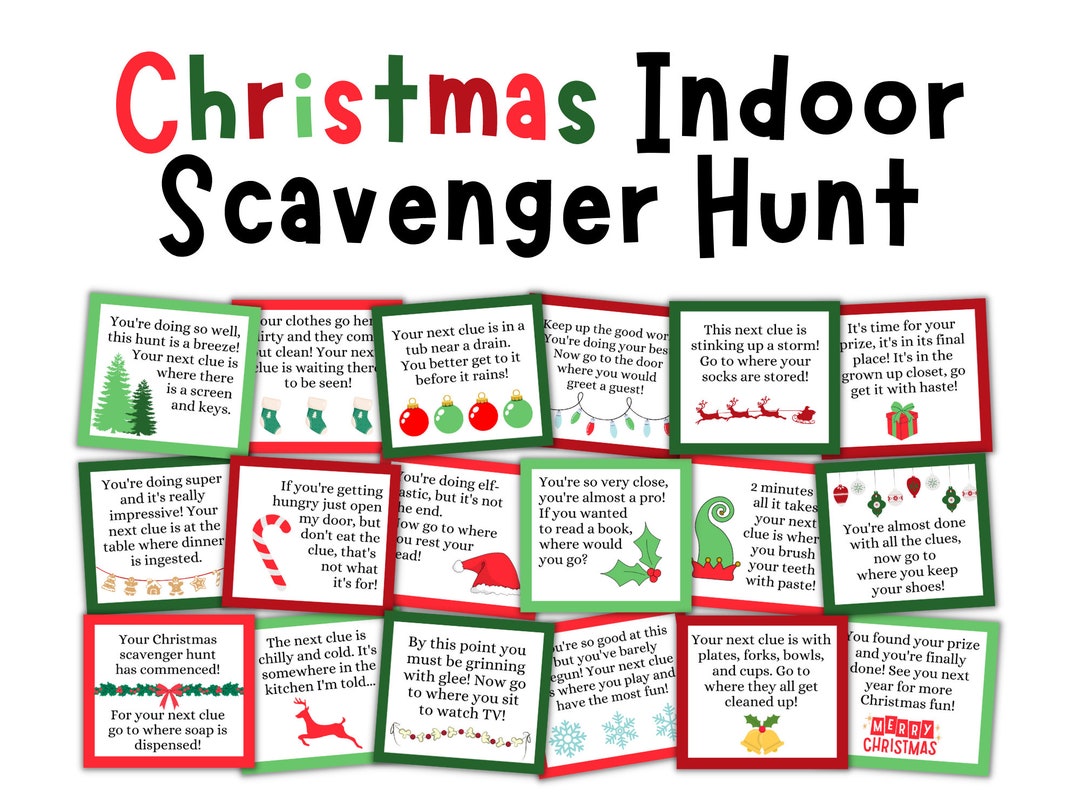 Christmas Scavenger Hunt Indoor Scavenger Hunt Game for - Etsy