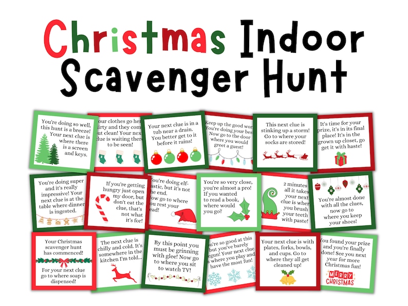 Christmas Scavenger Hunt Indoor Scavenger Hunt Game for - Etsy