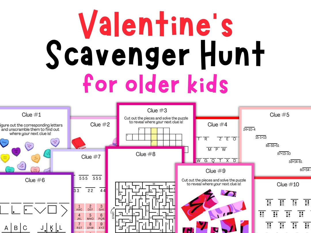 Teen Valentine's Day Scavenger Hunt for Older Kids (printable PDF) - Etsy
