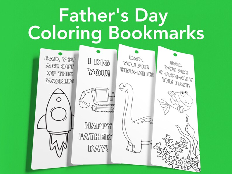 Fathers Day Printable Coloring Bookmarks Printable - Etsy
