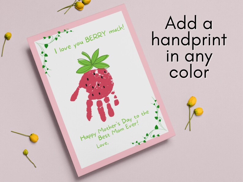 I Love You Berry Much Handprint Art: Mother's Day Craft (PDF) - Etsy