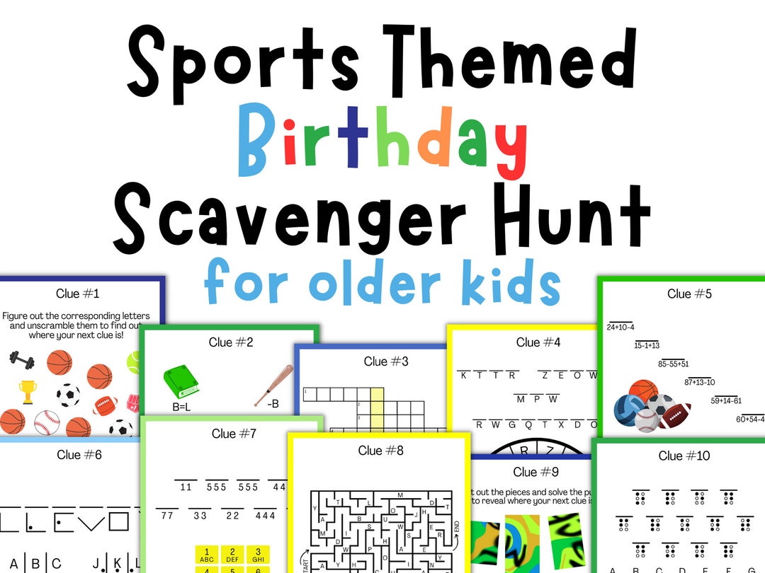 Sports Themed Birthday Treasure Hunt for Teens, Indoor Scavenger Hunt ...