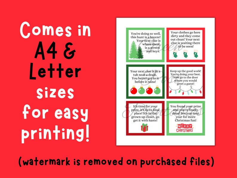 Christmas Scavenger Hunt: Indoor Game for Kids (printable PDF Digital ...