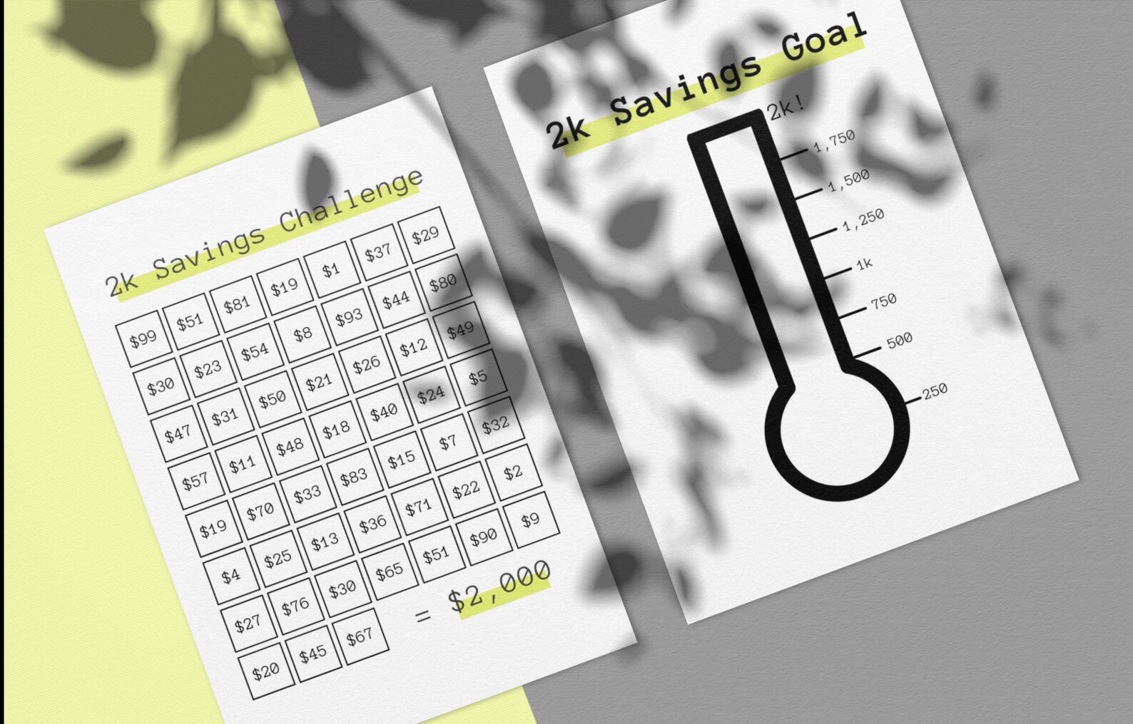 2k Savings Challenge 52 Week Challenge Instant Digital - Etsy