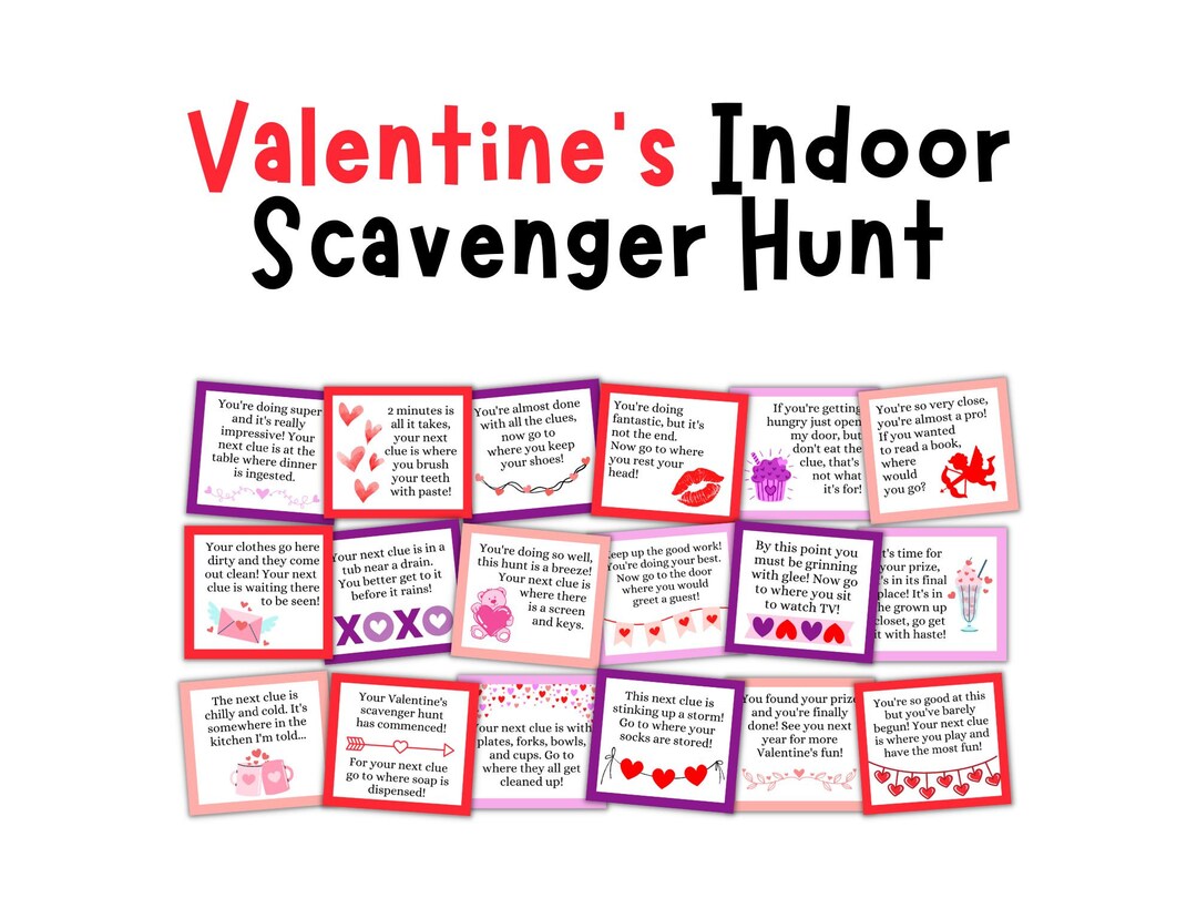 Valentine's Day Scavenger Hunt for Kids: Printable Treasure Hunt ...