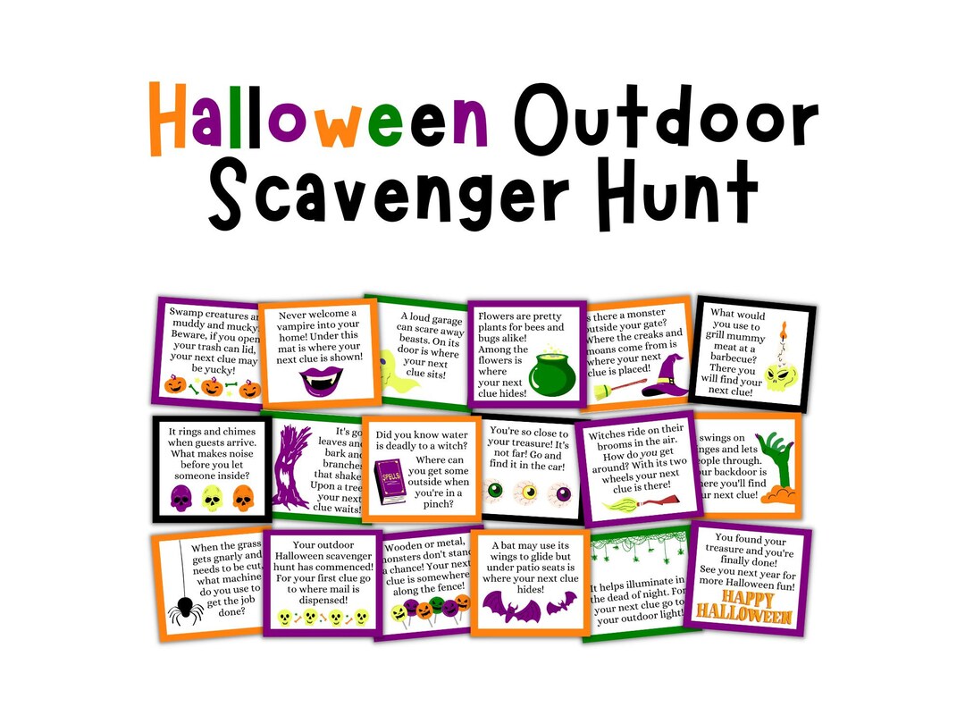 Halloween Scavenger Hunt: Outdoor Treasure Hunt Game (printable Digital ...