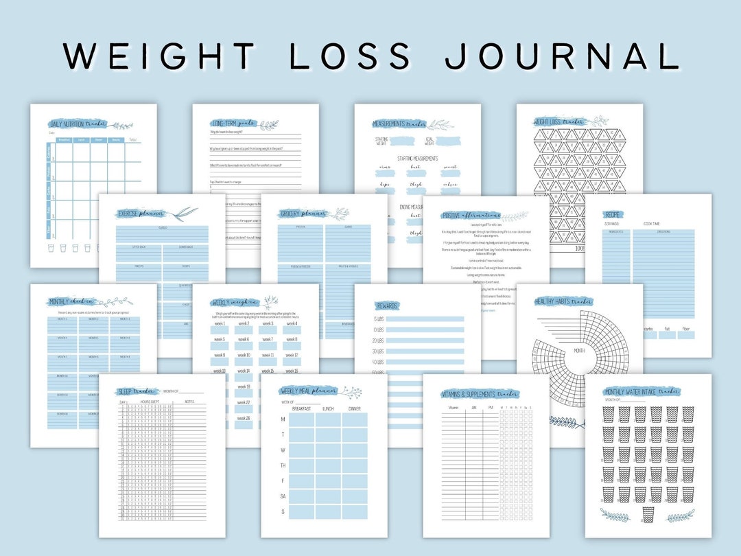 Weight Loss Journal Printable Weight Loss Tracker Instant - Etsy