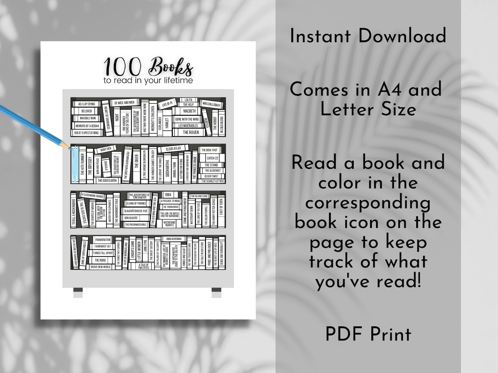 100 Books to Read, Read in a Lifetime, Instant Digital Download - Etsy