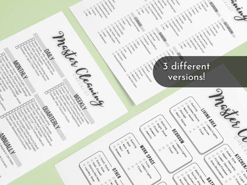 Master Cleaning Checklists Cleaning Guide Instant Digital - Etsy