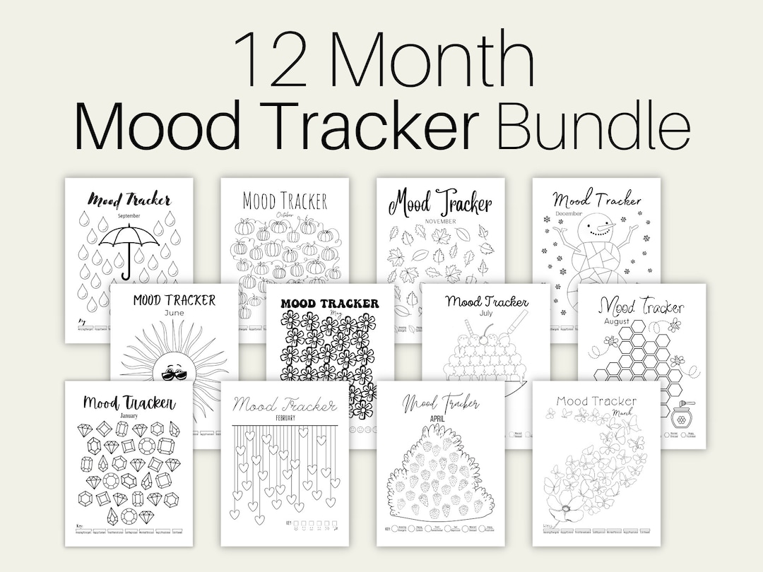 12 Month Mood Tracker Bundle Printable Mood Trackers Instant - Etsy