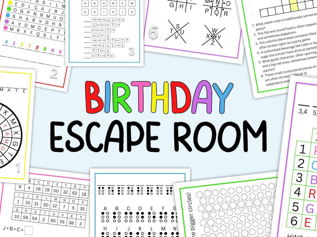 Birthday Escape Room for Kids, Printable Party Game, Kids Printable ...