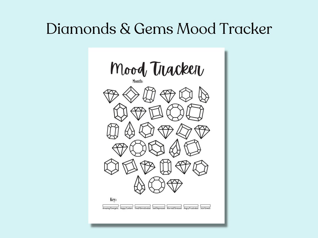 Diamonds & Gems Mood Tracker, Printable Mood Tracker, Instant Digital ...