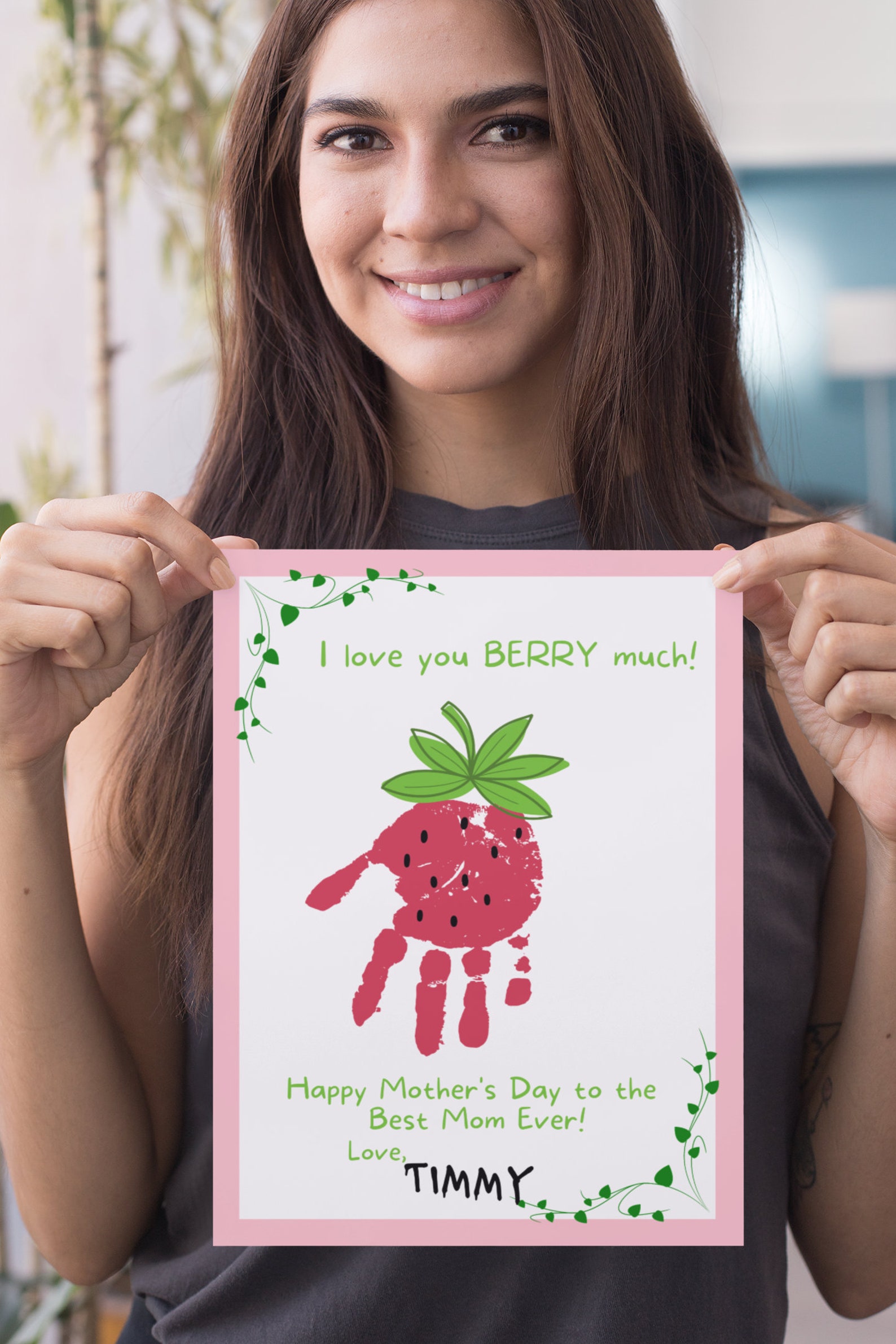 I Love You Berry Much / Handprint Art / Mother's Day Gift - Etsy