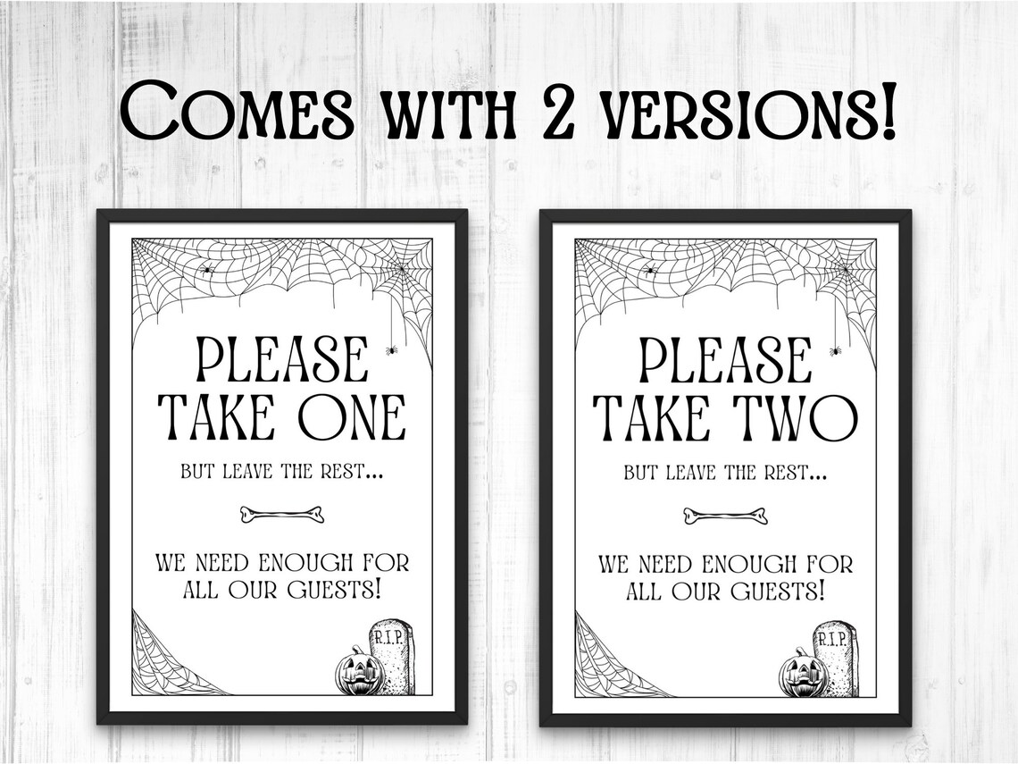Halloween Take One Sign Halloween Candy Sign Halloween - Etsy