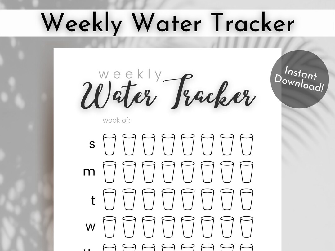 Weekly Water Tracker Hydration Tracker Instant Digital - Etsy
