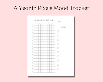 A Year in Pixels PRINTABLE Line Art Flower Yearly Mood Tracker A4, A5 ...