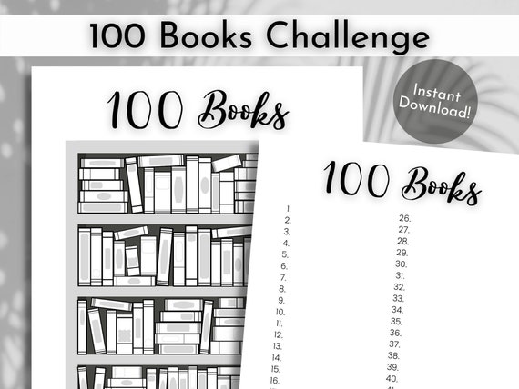 100 Books Challenge Reading Tracker Instant Digital Download - Etsy