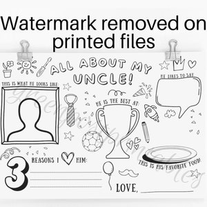 Uncle Printable Coloring Page | Printable All About Uncle Fill in ...