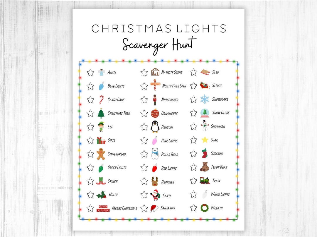 Christmas Lights Scavenger Hunt Printable, Outdoor Scavenger Hunt ...